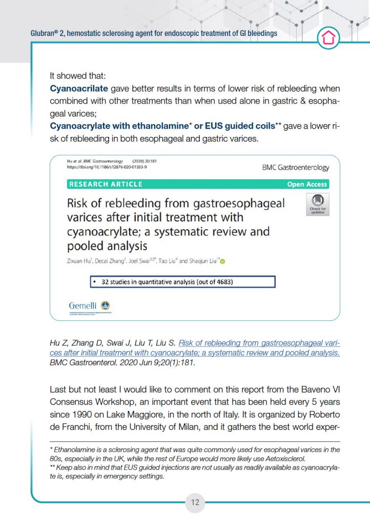 The transcript of the webinar "Glubran2 hemostatic sclerosing agent" is ...