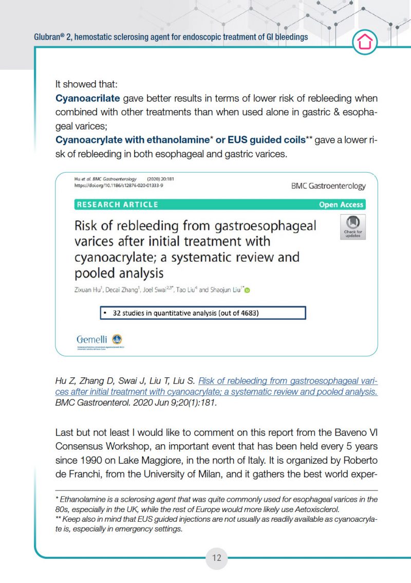 The transcript of the webinar "Glubran2 hemostatic sclerosing agent" is ...
